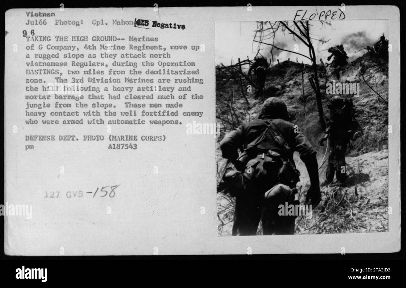 Marines of G Company, 4th Marine Regiment, attack north Vietnamese ...