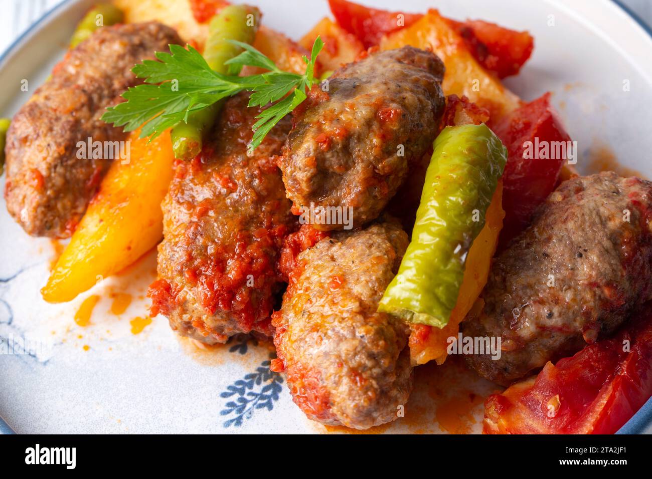 Traditional Homemade Turkish Food Kofte - Kofta with Tomato Sauce and ...
