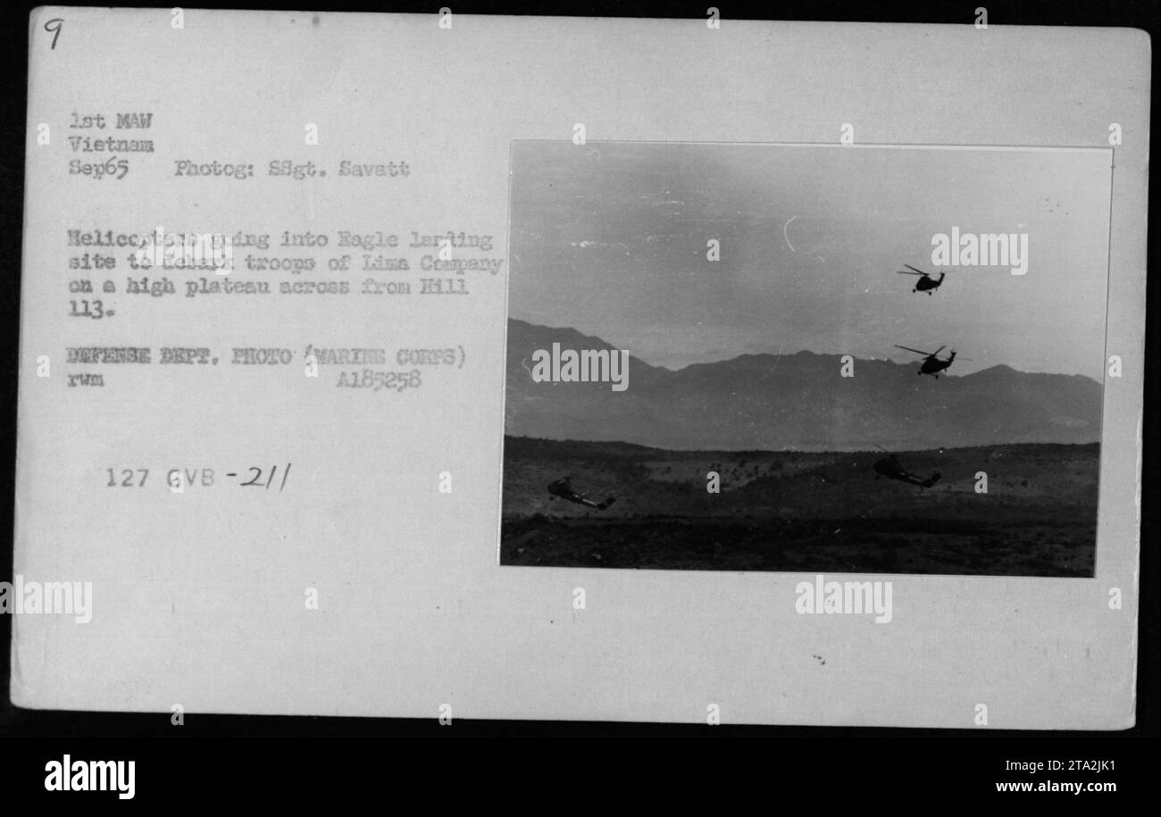 Helicopters descend onto Eagle landing site in Vietnam in September ...