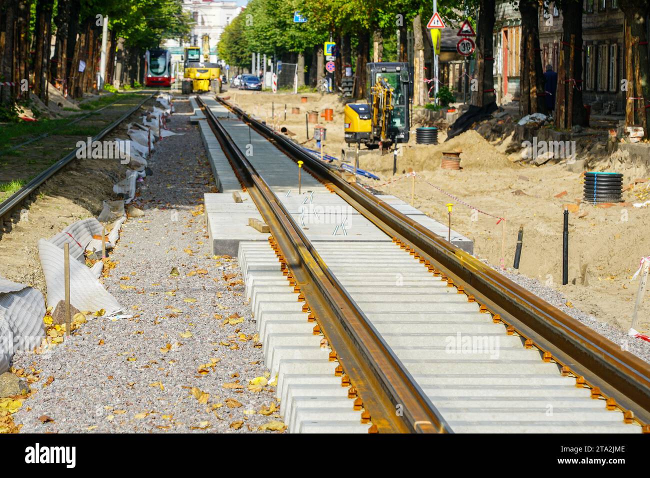 Complete reconstruction of the street with tram track and underground ...