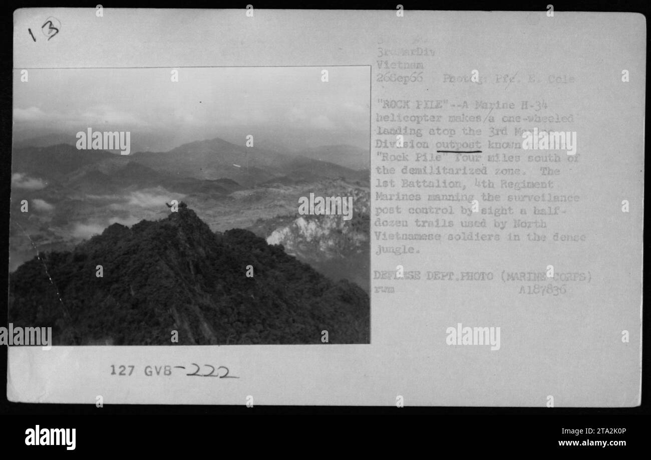 On September 26, 1966, a UH-34 helicopter from the 222nd Squadron lands ...