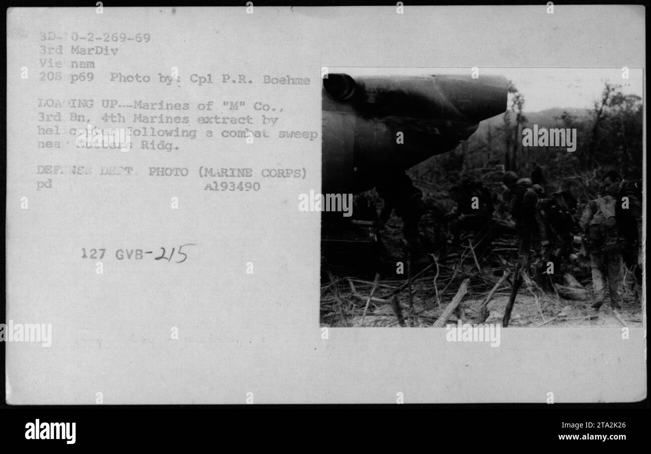 Marines from M Company, 3rd Battalion, 4th Marines are extracted by ...