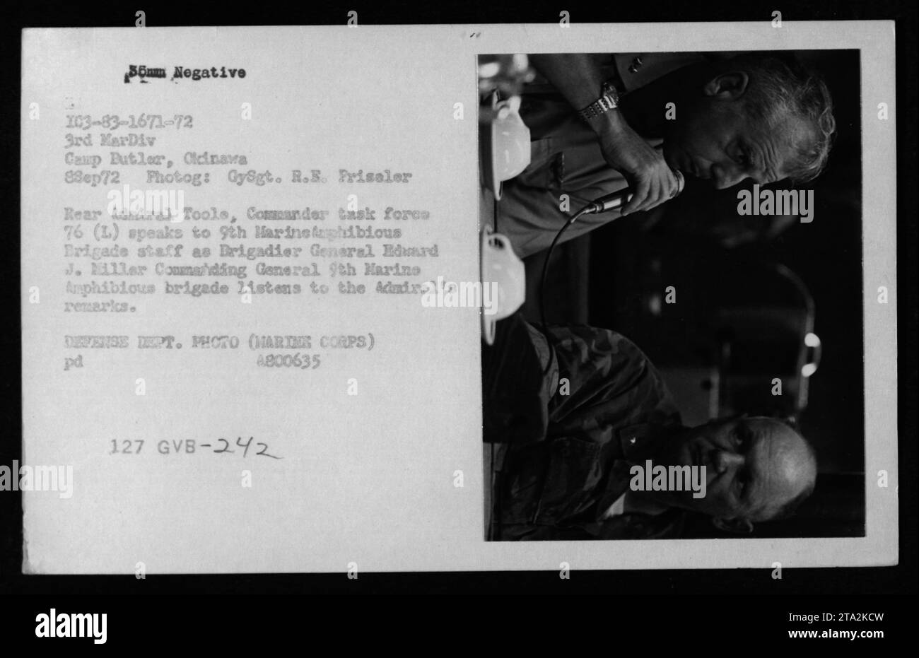 Rear Admiral Tools, Commander of Task Force 76, addresses staff of the ...