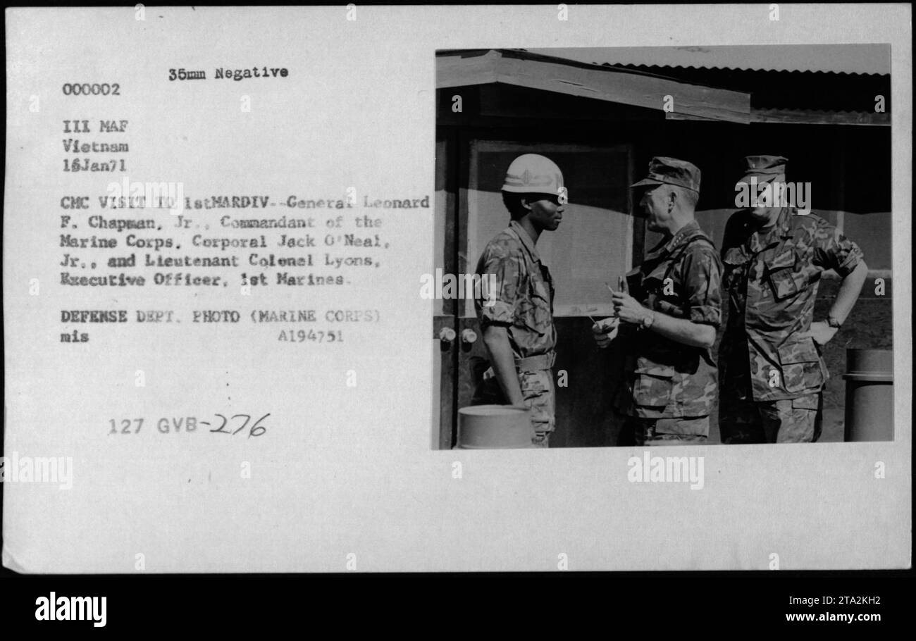 General Leonard F. Chapman Jr., Commandant of the Marine Corps, visits ...