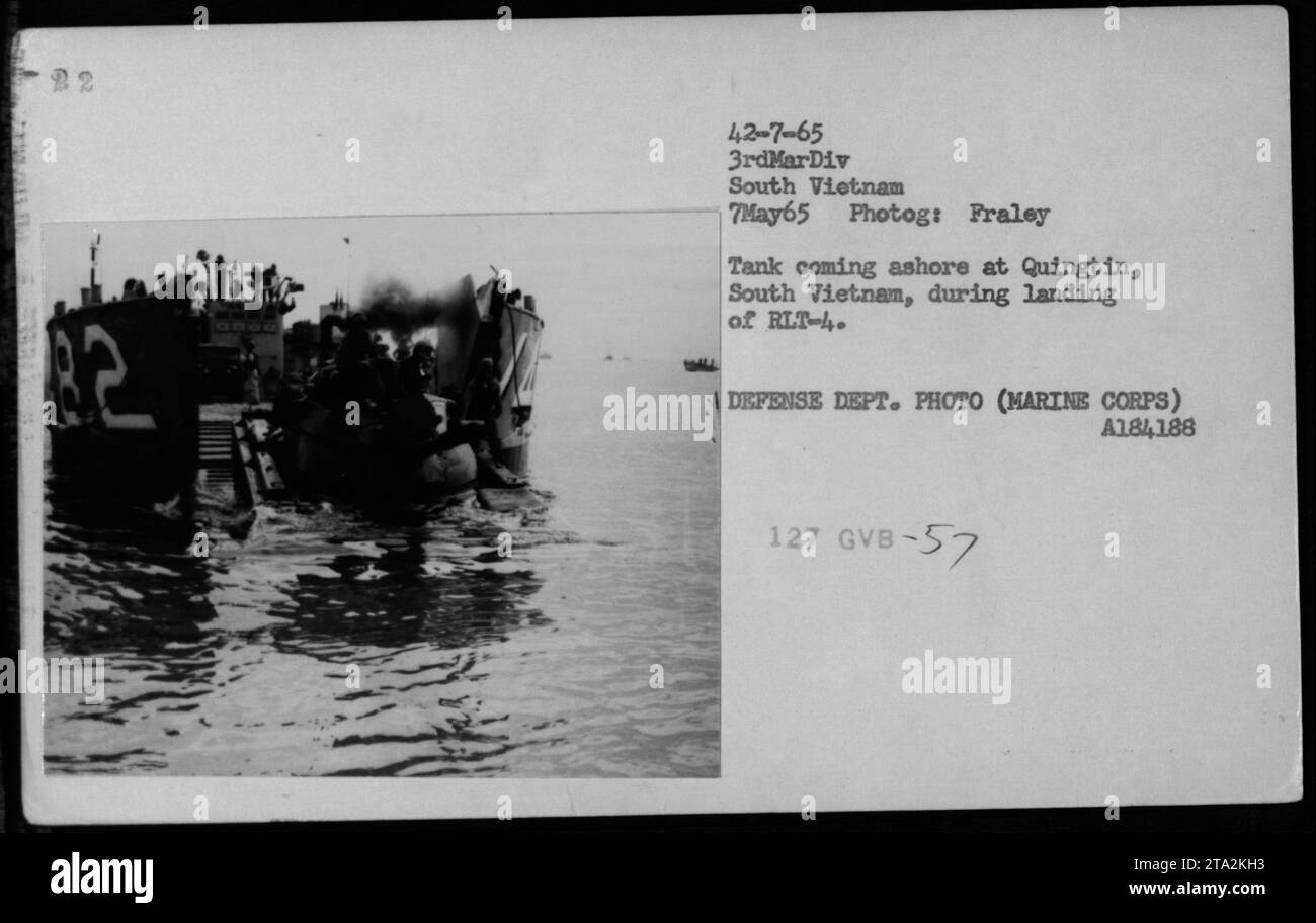 On May 7, 1965, a tank from the 3rd Marine Division landed at Quingtin ...
