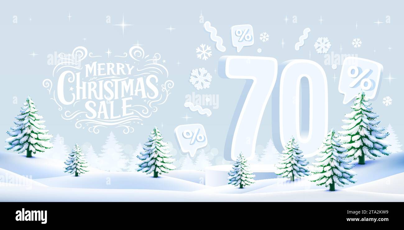 Merry Christmas, 70 percent Off discount. Sale banner and poster ...