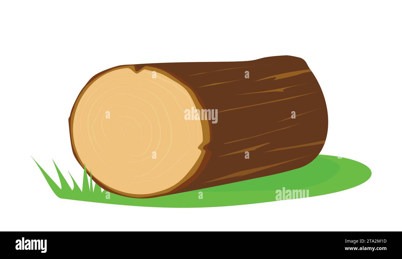 Wooden log on a green clearing Stock Vector Image & Art - Alamy