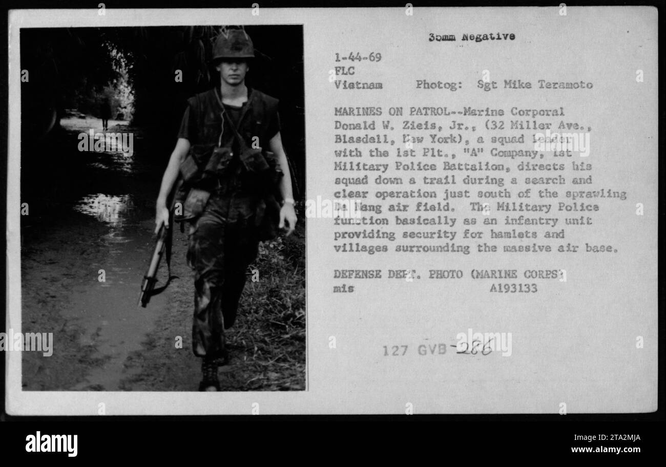 Marine Corporal Donald W. Zieis Jr., a squad leader with the 1st ...