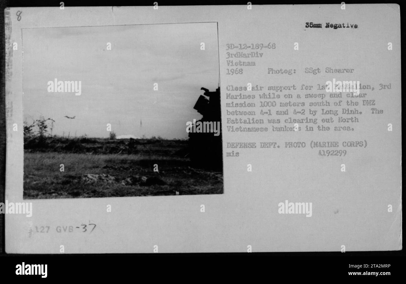 1st Battalion, 3rd Marines receive close air support during a sweep and ...