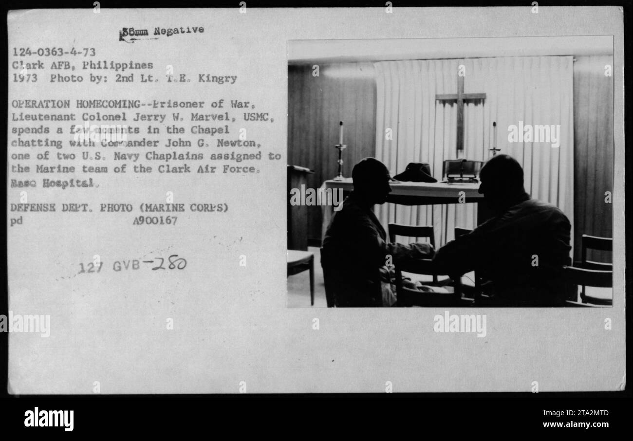 The photograph shows Lieutenant Colonel Jerry W. Marvel, a USMC POW ...