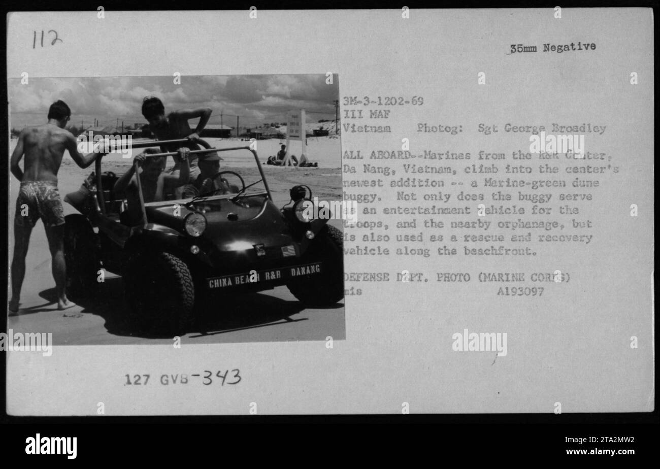 A Marine-green dune buggy at the R&R Center in Da Nang, Vietnam, serves ...
