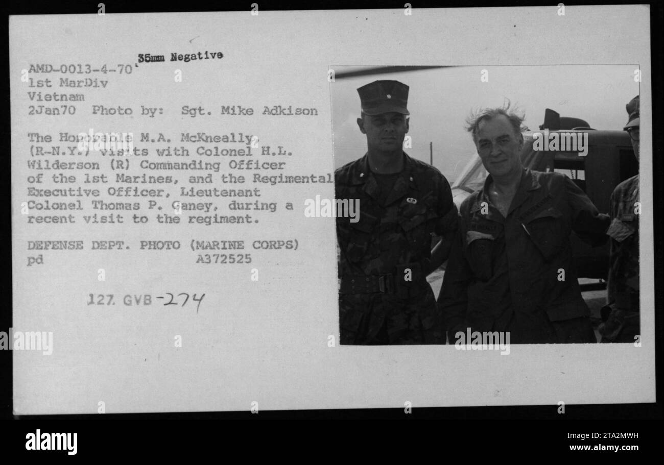 The Honorable M.A. McKneally, (R-N.Y.) seen with Colonel H.L. Wilderson ...