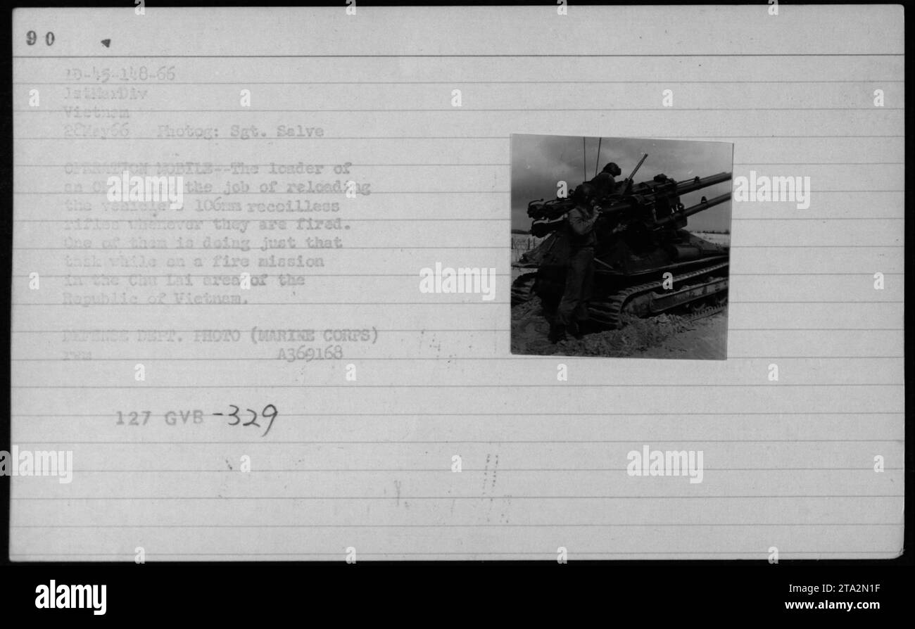 On May 28, 1966, a Marine Corps soldier reloaded a 106mm recoilless ...