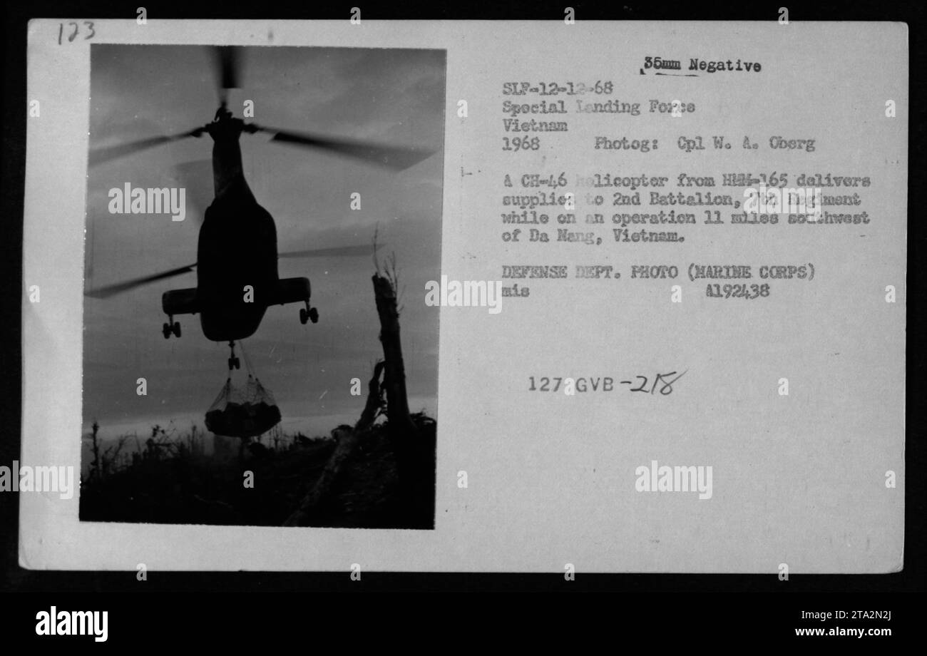 A CH-46 helicopter from H-165 delivers supplies to 2nd Battalion, 7th ...