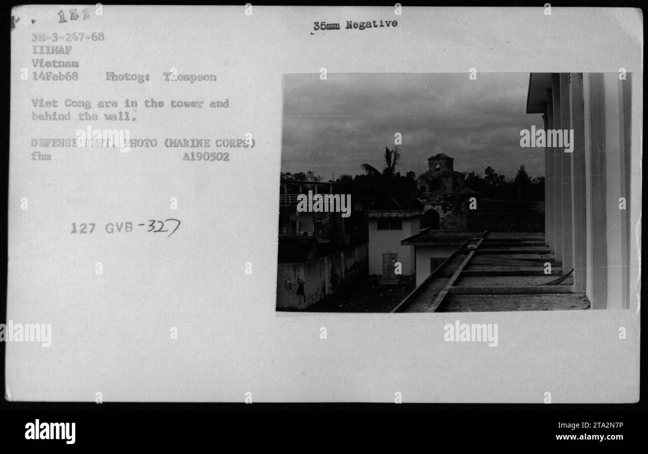 A compound containing USMC buildings and Vietnamese bunkers in Vietnam ...