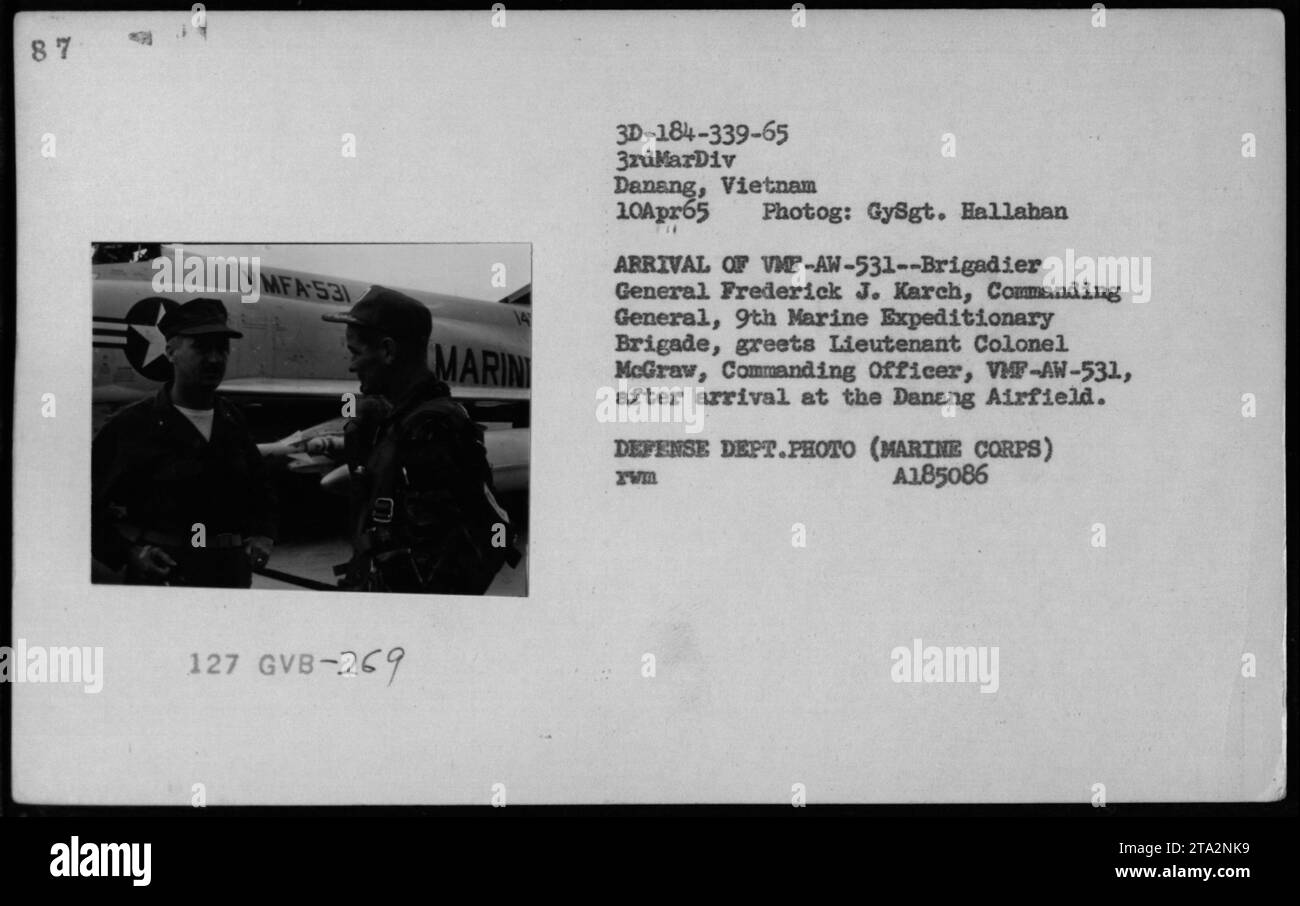 VMF-AW-531 arrives at Danang Airfield on April 10, 1965. Brig. Gen ...