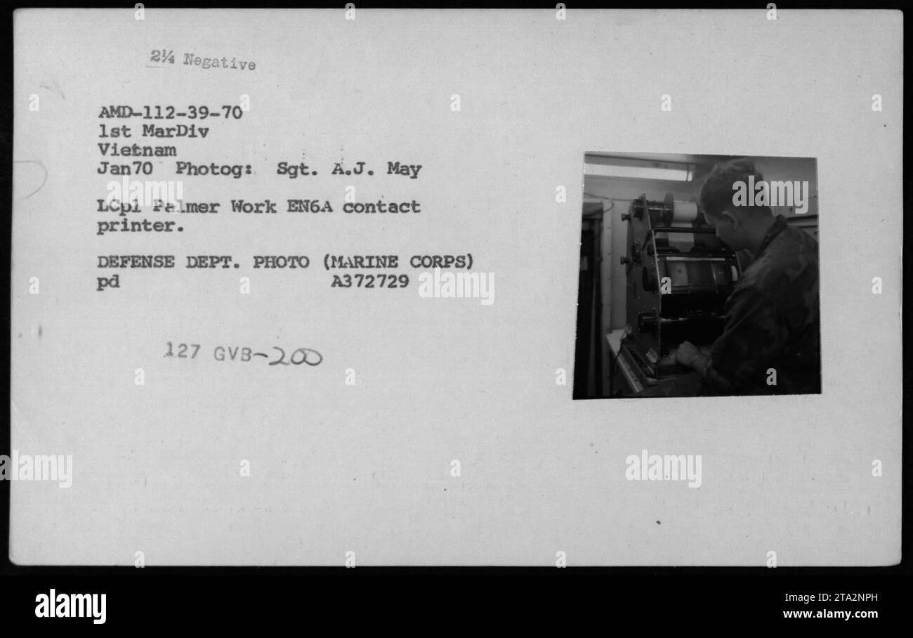 Marine Corps personnel at work in Vietnam, January 1970. The photo ...