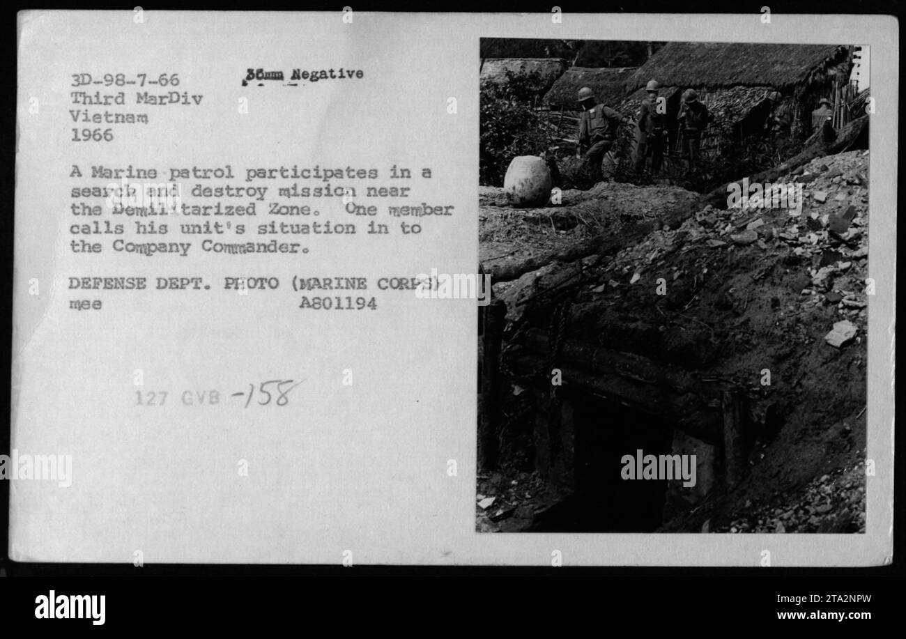 Marine patrol conducts a search and destroy mission near the ...
