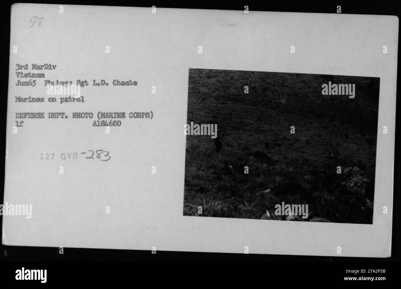 Marines from the 98th Company, 3rd Marine Division are seen patrolling ...