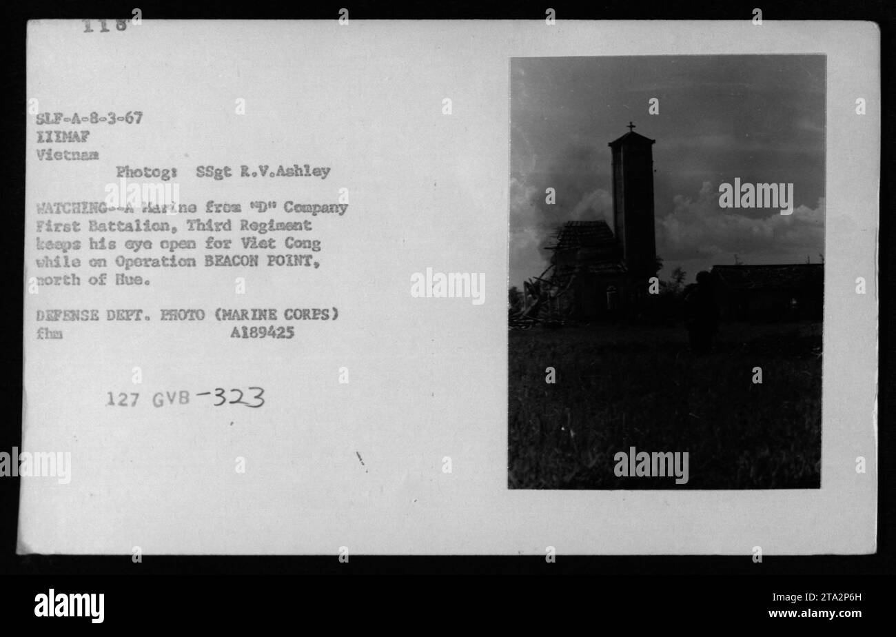 "In this photograph, a Marine from "D" Company First Battalion, Third ...