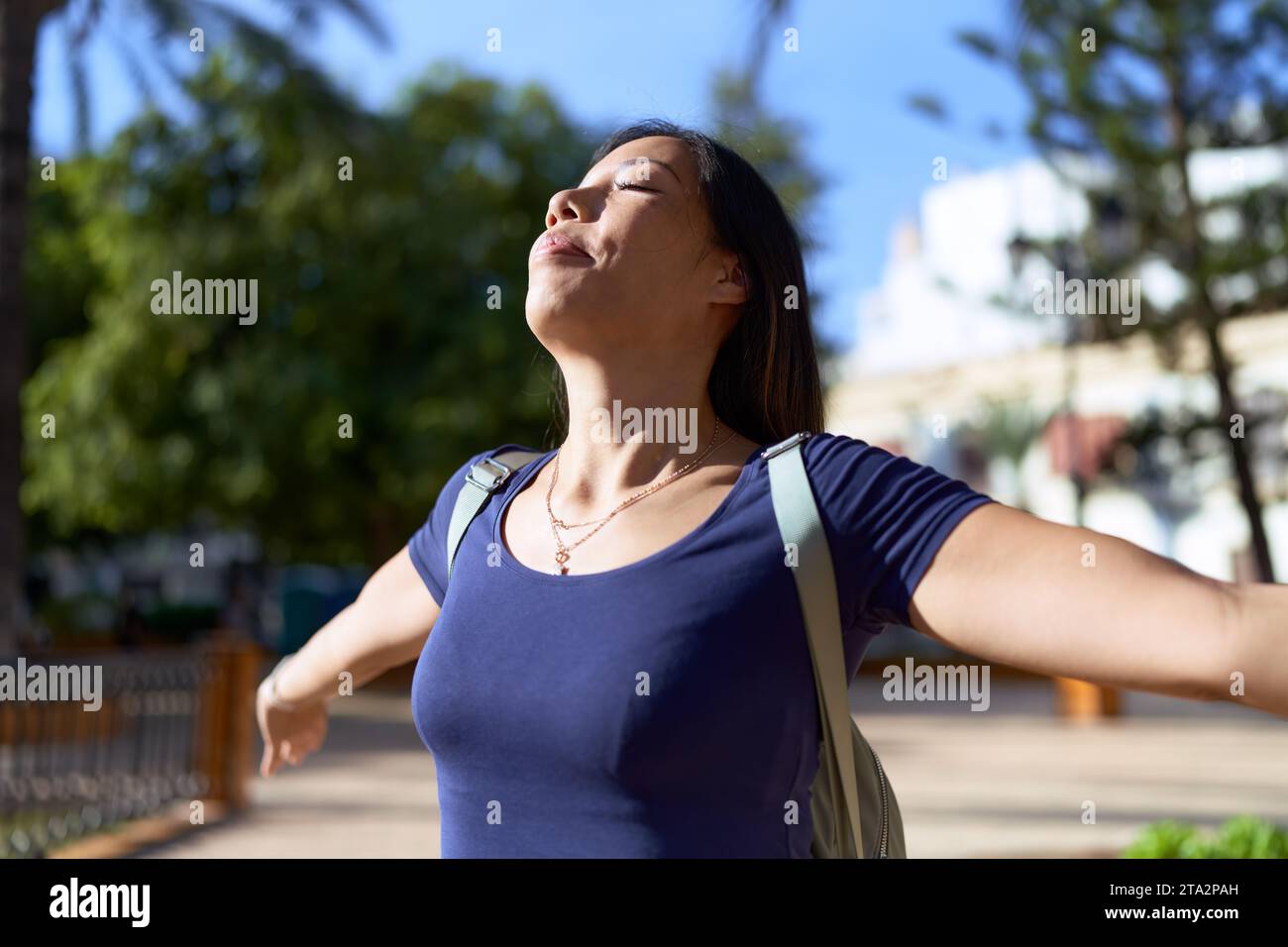 Relaxed asian woman breathing hi-res stock photography and images - Alamy