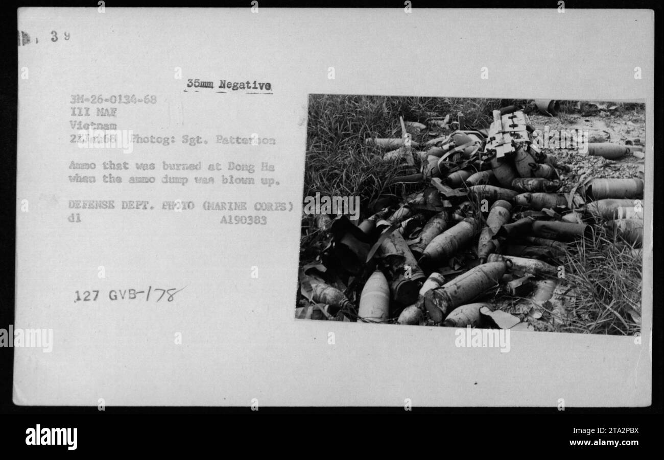 A pile of burnt ammunition is seen after the ammo dump was blown up at ...
