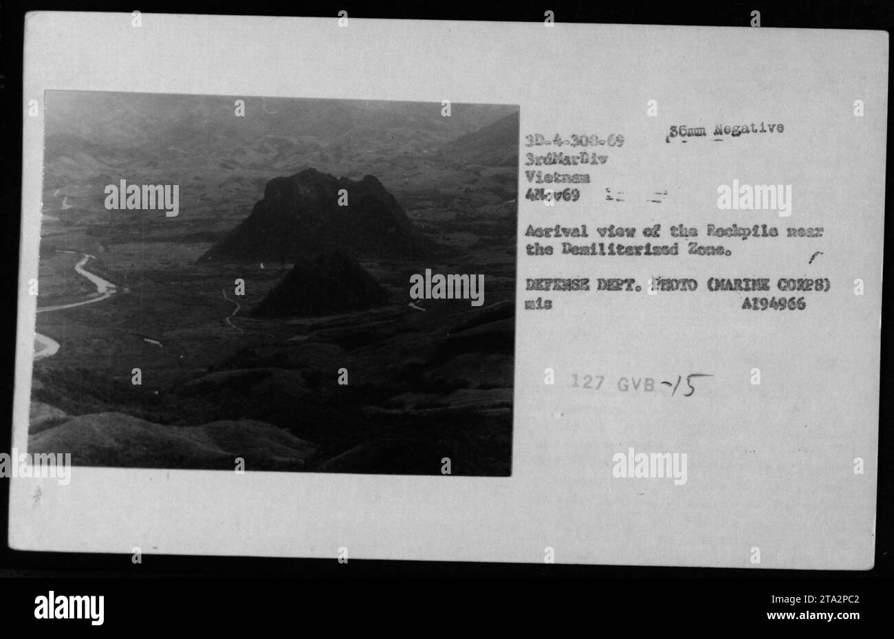 Aerial photograph taken on November 4, 1969, showing the Rockpile near ...