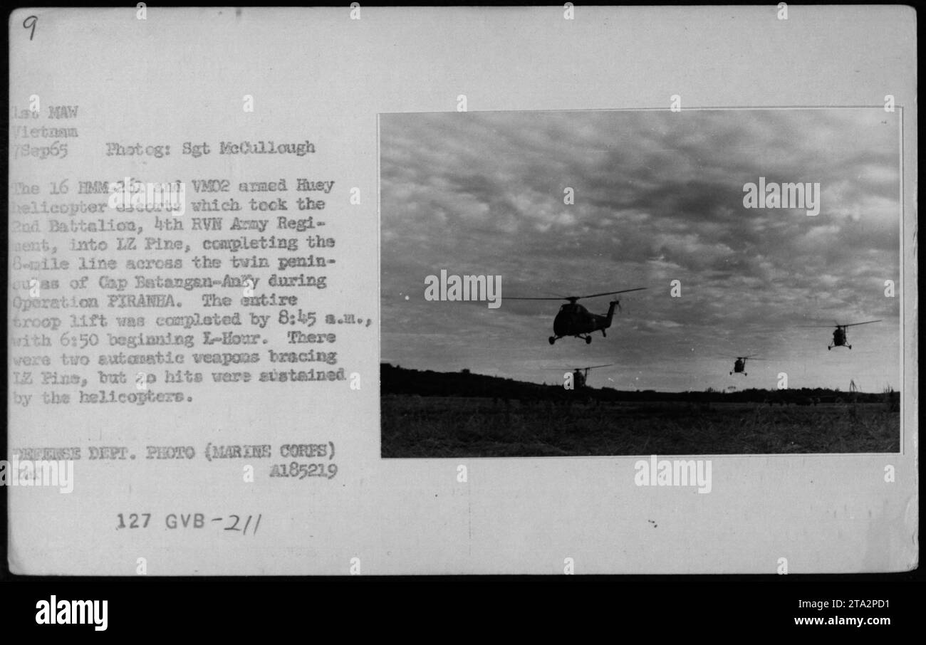 On September 7, 1965, helicopters from 16th HMM-261 and VMD2 escorted ...