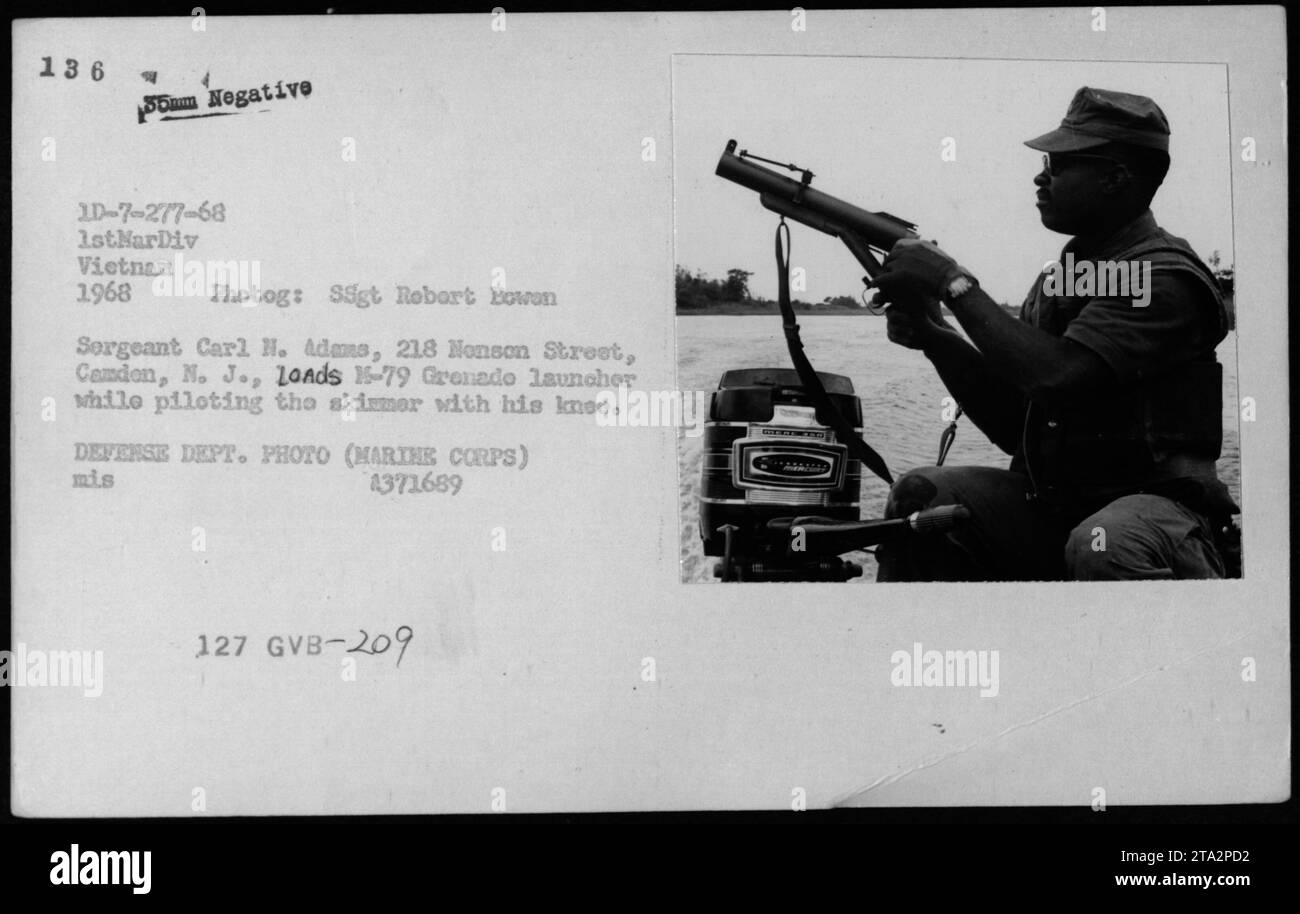 Marine Corps Sergeant Carl H. Adams from Camden, N.J., is seen in this ...