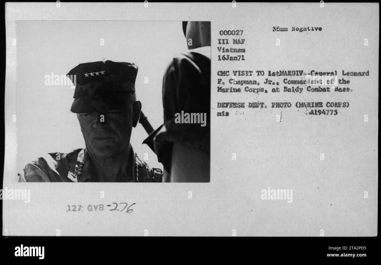 General Leonard F. Chapman Jr., Commandant of the Marine Corps, visits ...