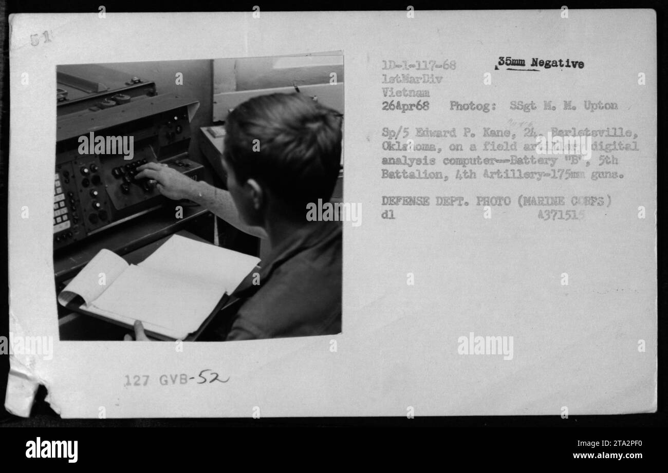 Soldier operating a field artillery digital analysis computer in April ...