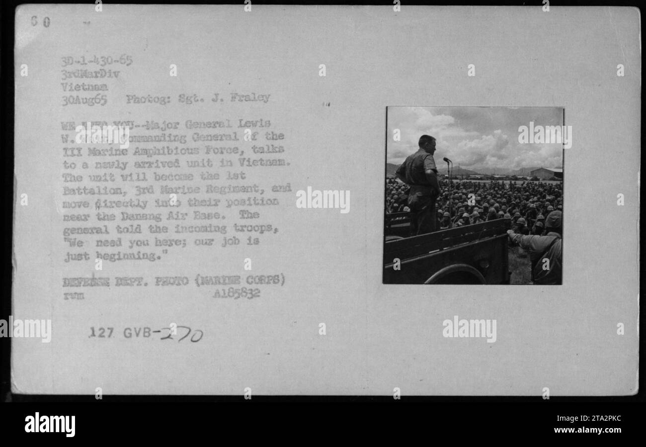 Major General Lewis W. Walt, Commanding General of the III Marine ...