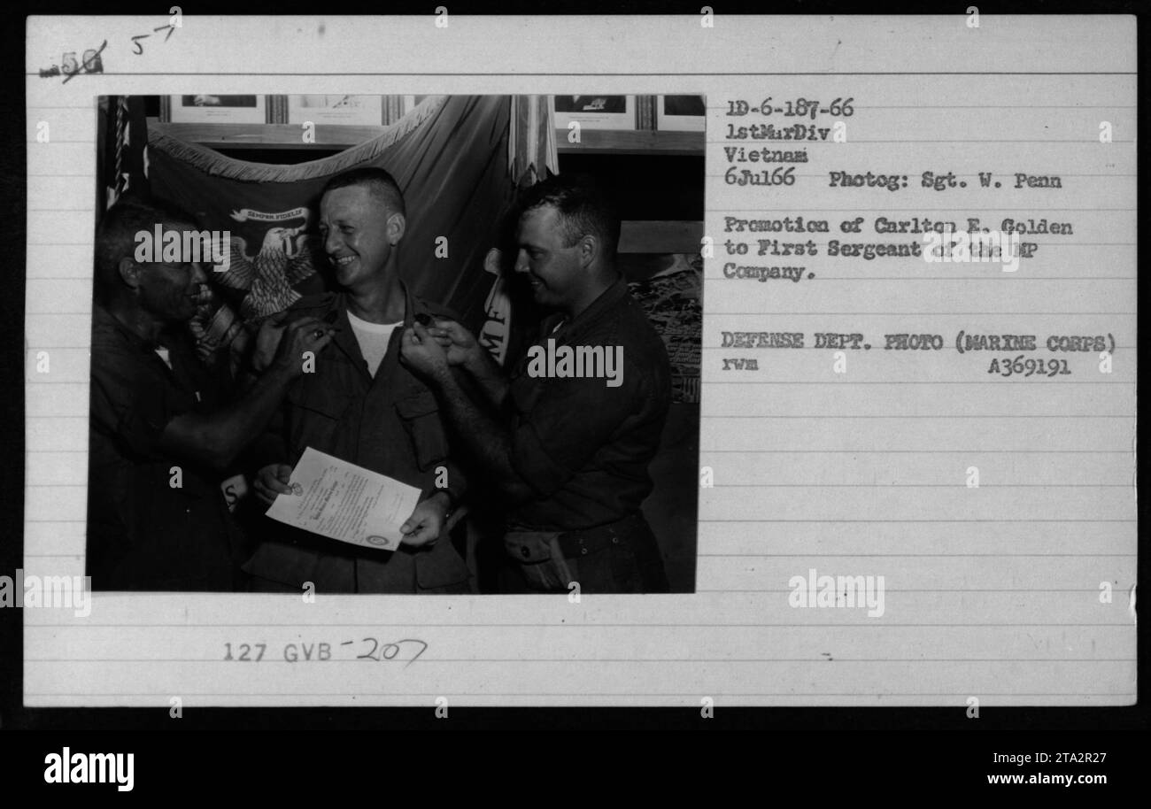 Carlton E. Golden is promoted to First Sergeant of the Military Police ...