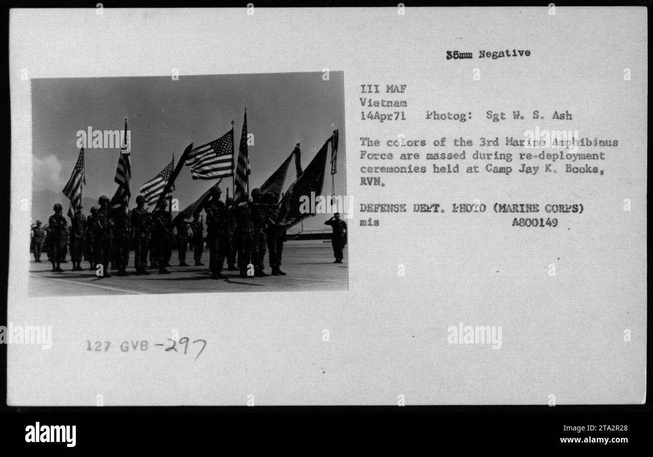 Members of the 3rd Marine Amphibious Force stand in formation during re ...
