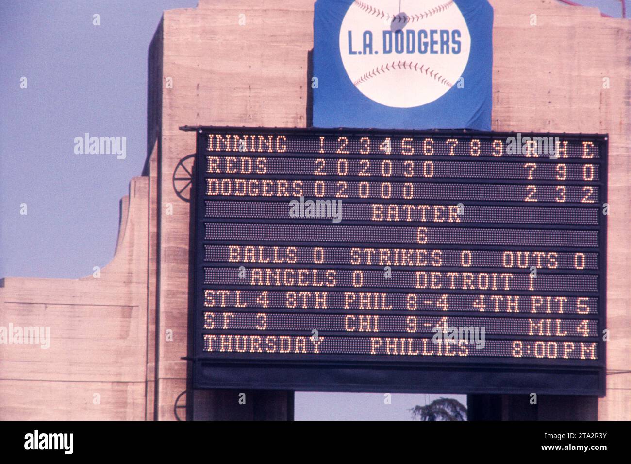 LOS ANGELES, CA - JULY 9: General view of the scoreboard during an MLB ...