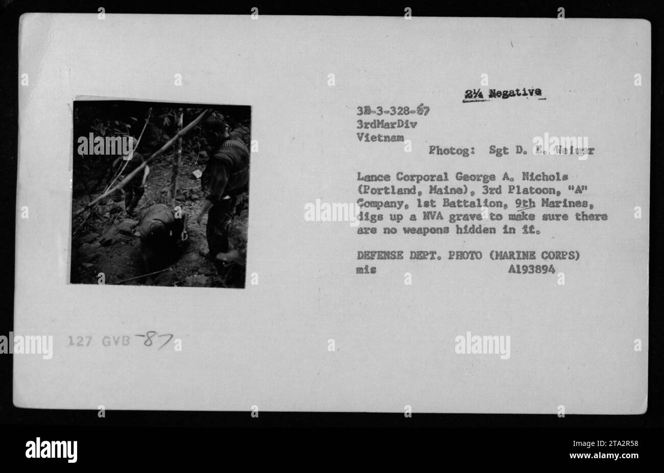 Lance Corporal George A. Nichols from Portland, Maine, belonging to the ...