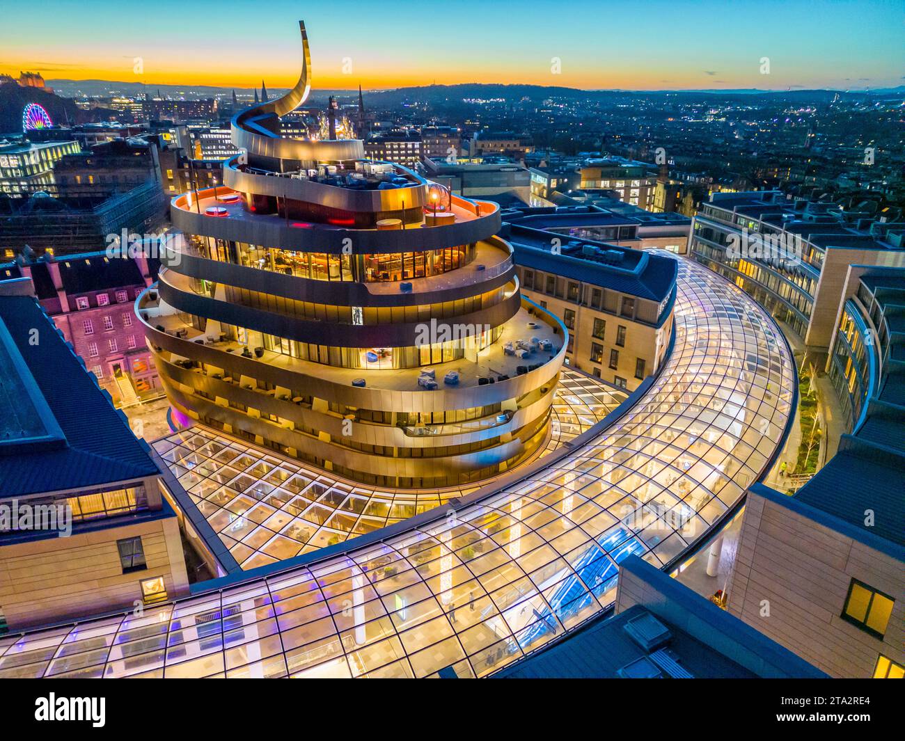 Night aerial views from drone of the new W Hotel a Marriott Bonvoy ...