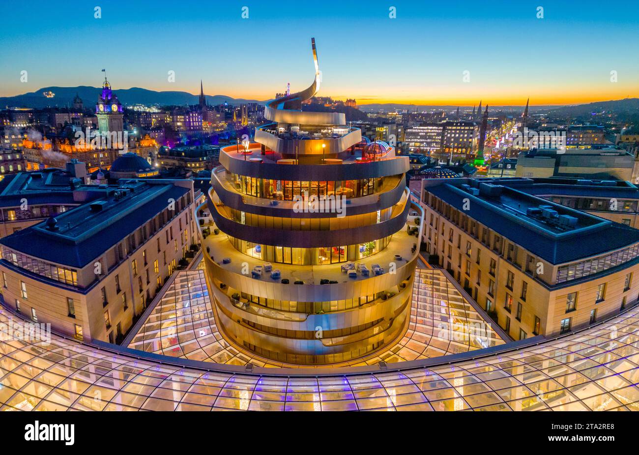 Night aerial views from drone of the new W Hotel a Marriott Bonvoy ...