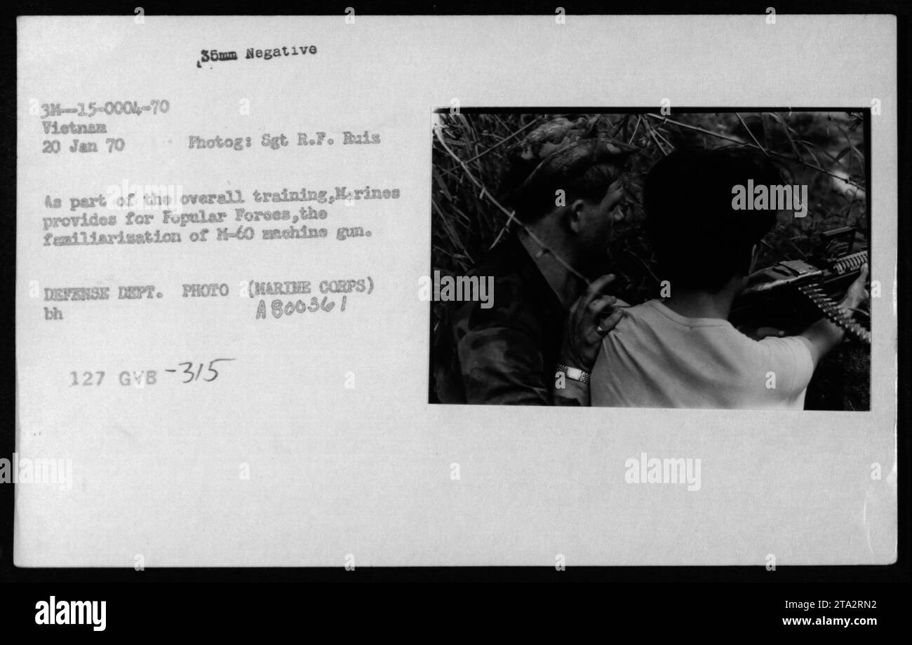 ARVN soldiers receive M-60 machine gun training from Marines on January ...