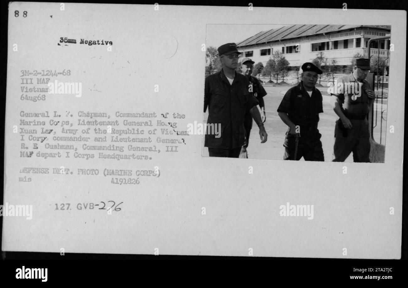 Officers and officials depart I Corps Headquarters in Vietnam on August ...