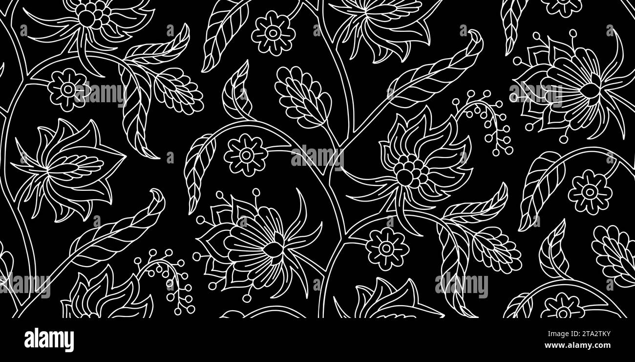 Hand drawn decorative batik pattern with abstract flowers background hi ...