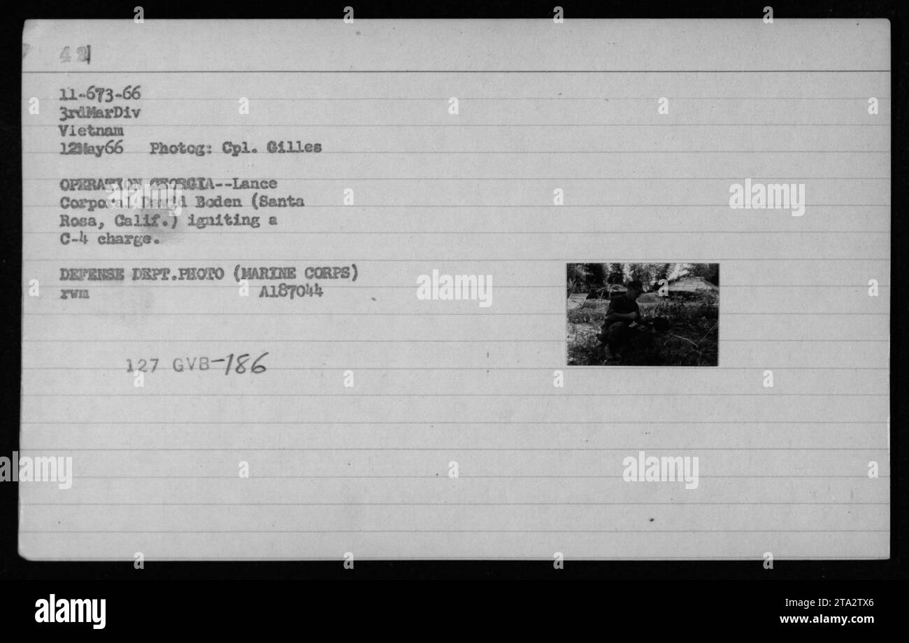 Marine Lance Corporal David Boden from Santa Rosa, California, ignites ...