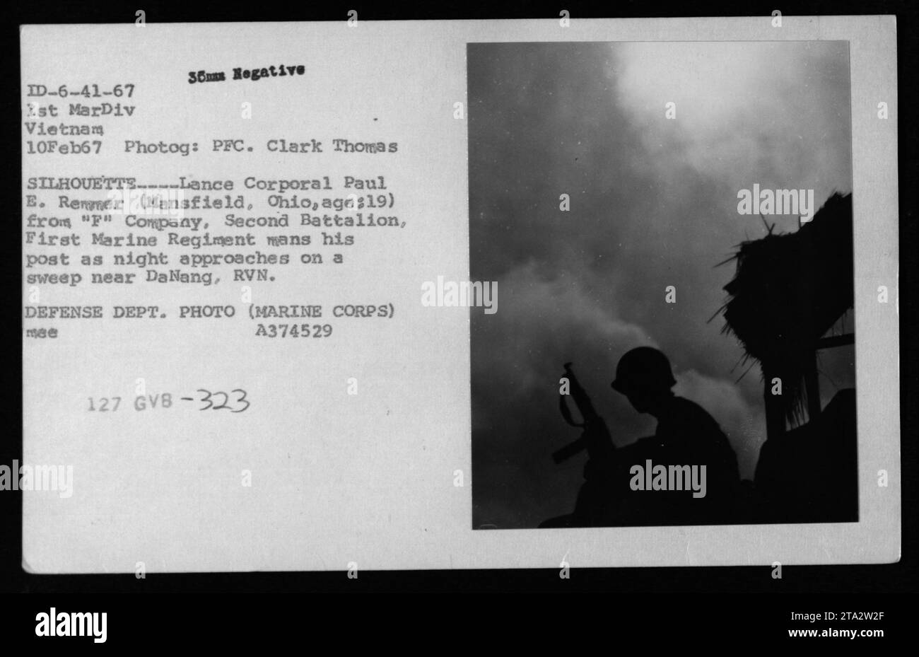 Lance Corporal Paul E. Remmer from "F" Company, Second Battalion, First ...