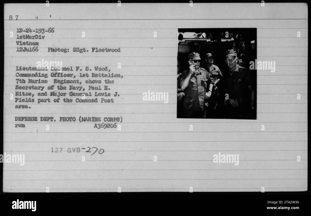 Lieutenant Colonel F. S. Wood, Commanding Officer of the 7th Marine ...