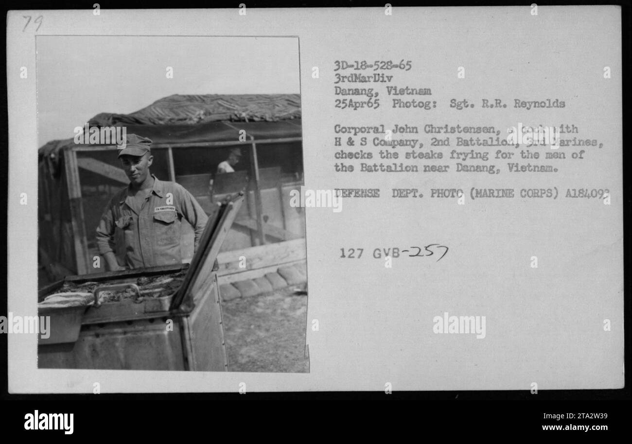 Corporal John Christensen, a cook with H & S Company, 2nd Battalion ...