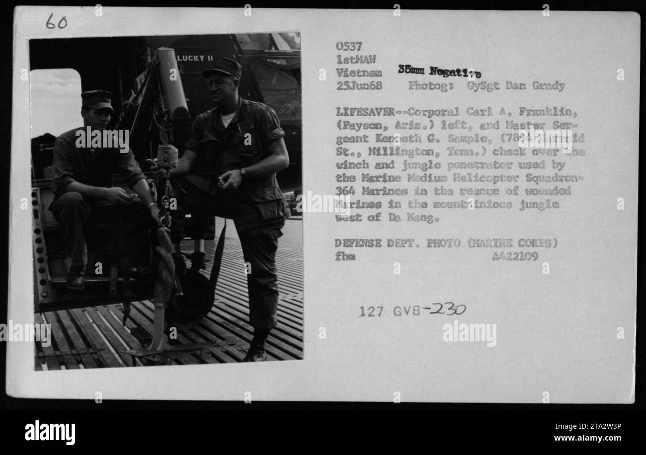 Marine Corps personnel, Corporal Carl A. Franklin and Master Sergeant ...