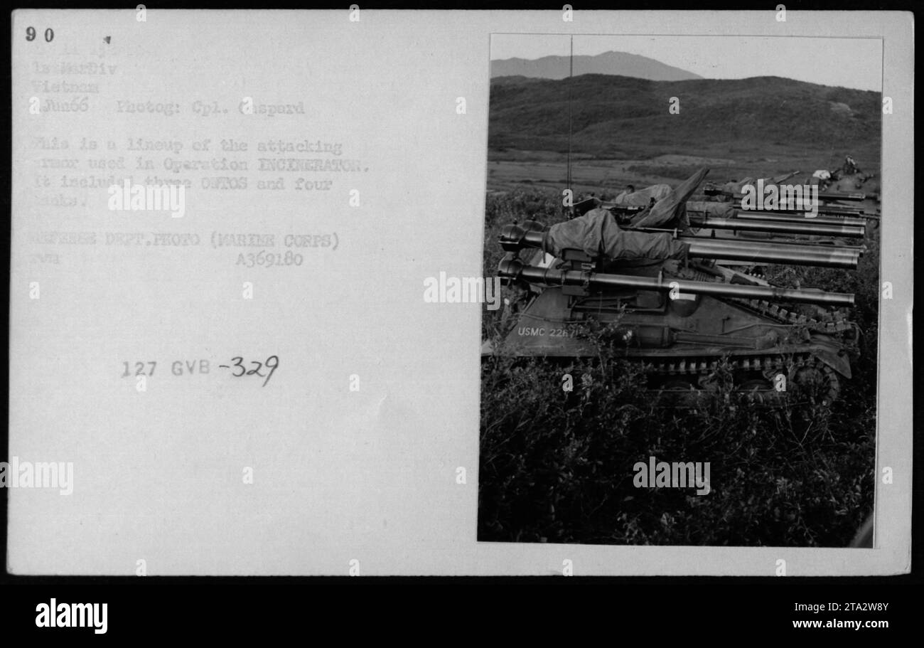 A lineup of Ontos tanks used in Operation ENCENERATION by the 90th ...