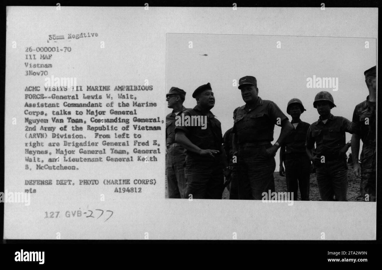 Lt Gen Lewis W. Walt, Assistant Commandant of the Marine Corps, visits ...