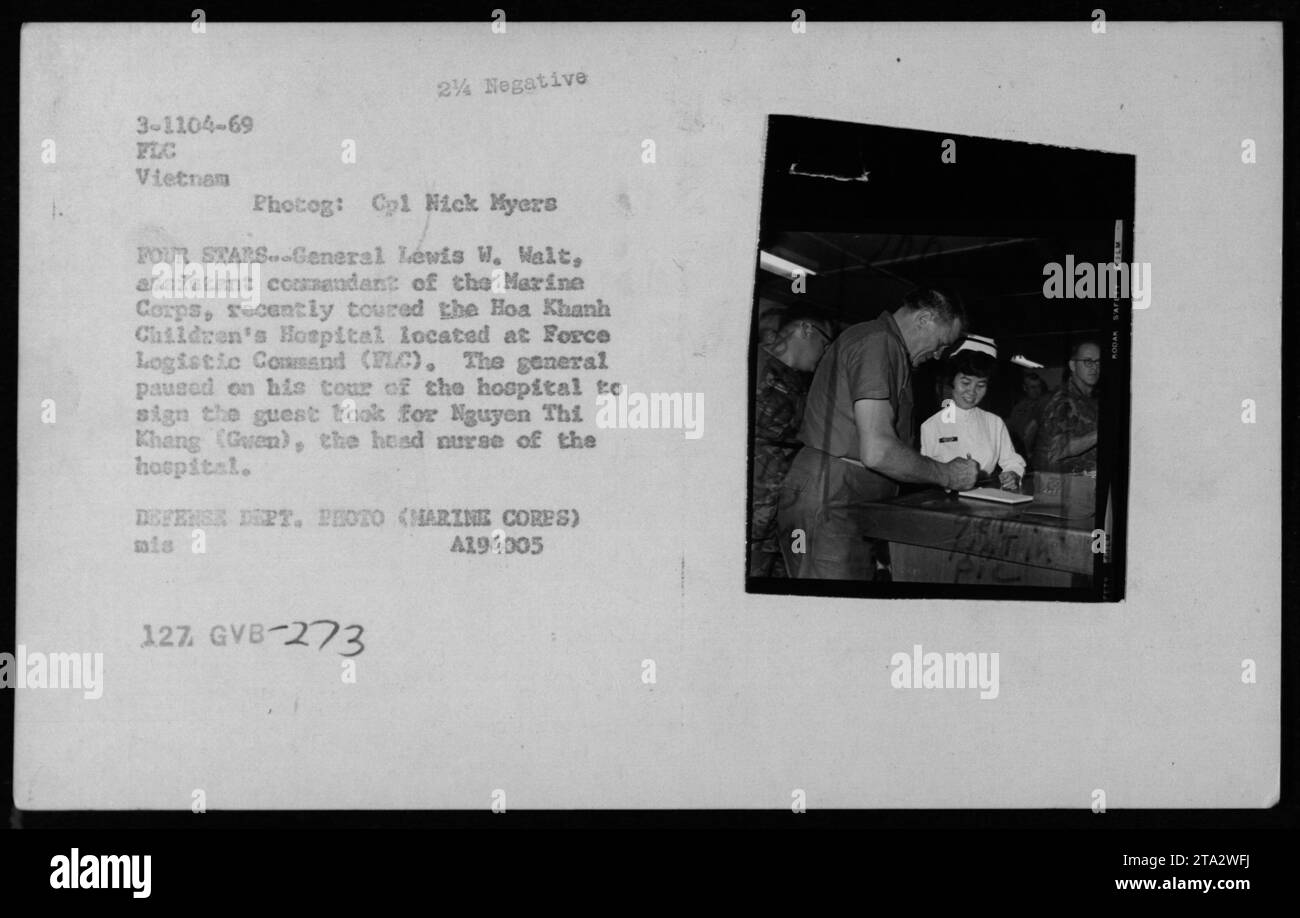 General Lewis W. Walt, assistant commandant of the Marine Corps, visits ...