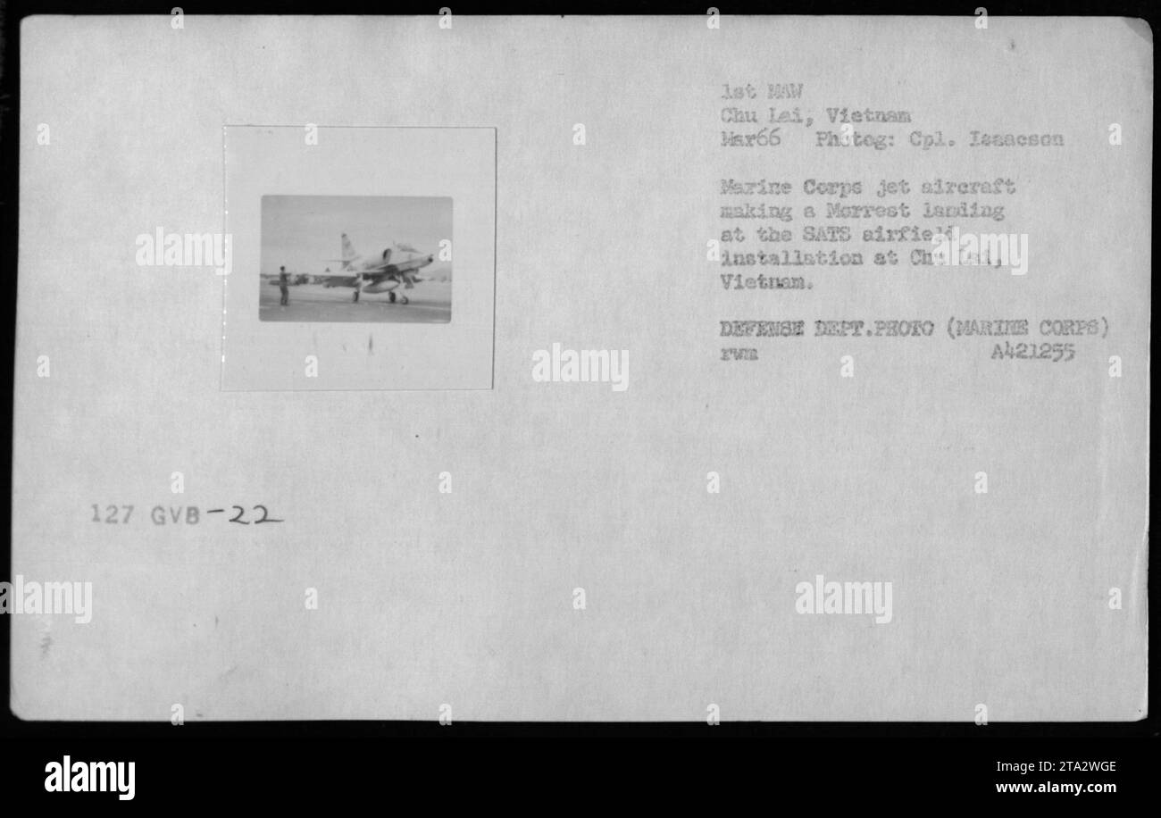 A Marine Corps A-4 Skyhawk makes a vertical landing at the SATS ...